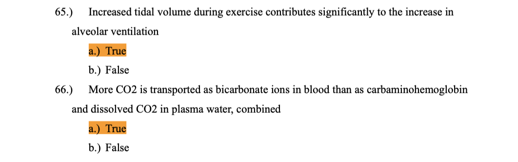 Solved 65.) Increased tidal volume during exercise | Chegg.com