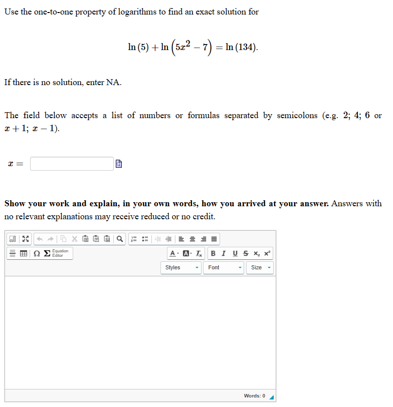 Solved Use the one-to-one property of logarithms to find an | Chegg.com