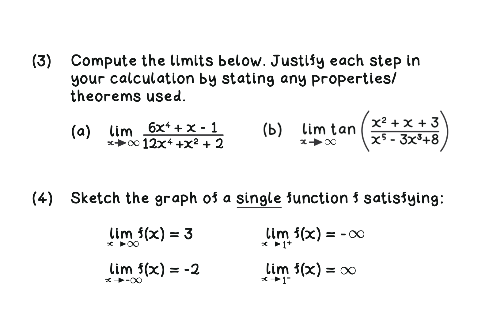 Solved 3) Compute the limits below. Justify each step in | Chegg.com