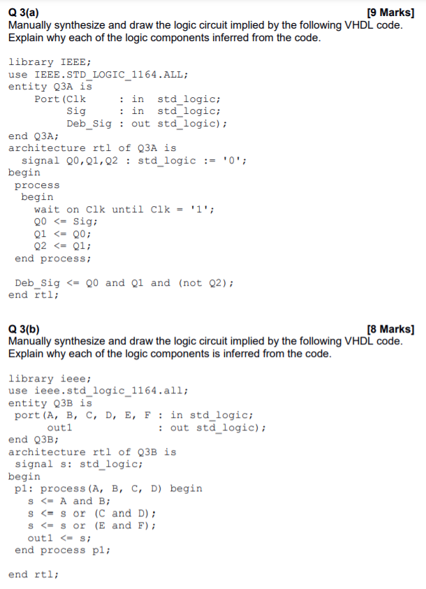 Solved Q 3(a) [9 Marks] Manually synthesize and draw the | Chegg.com