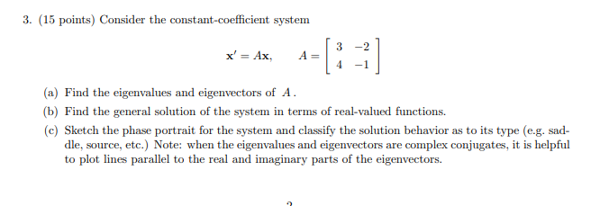Solved 3. (15 points) Consider the constant-coefficient | Chegg.com