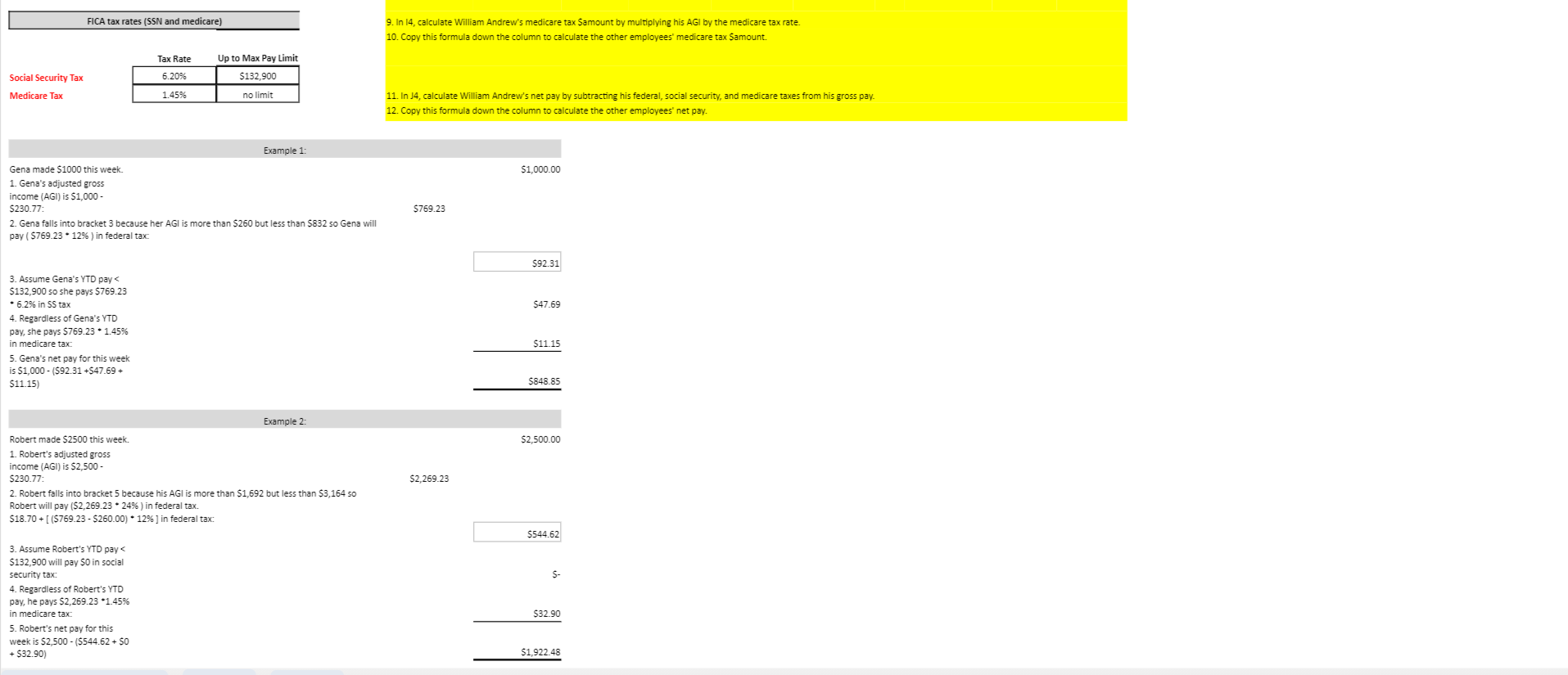 Sheet 8: CalcNetPay Calculate employee payroll. | Chegg.com