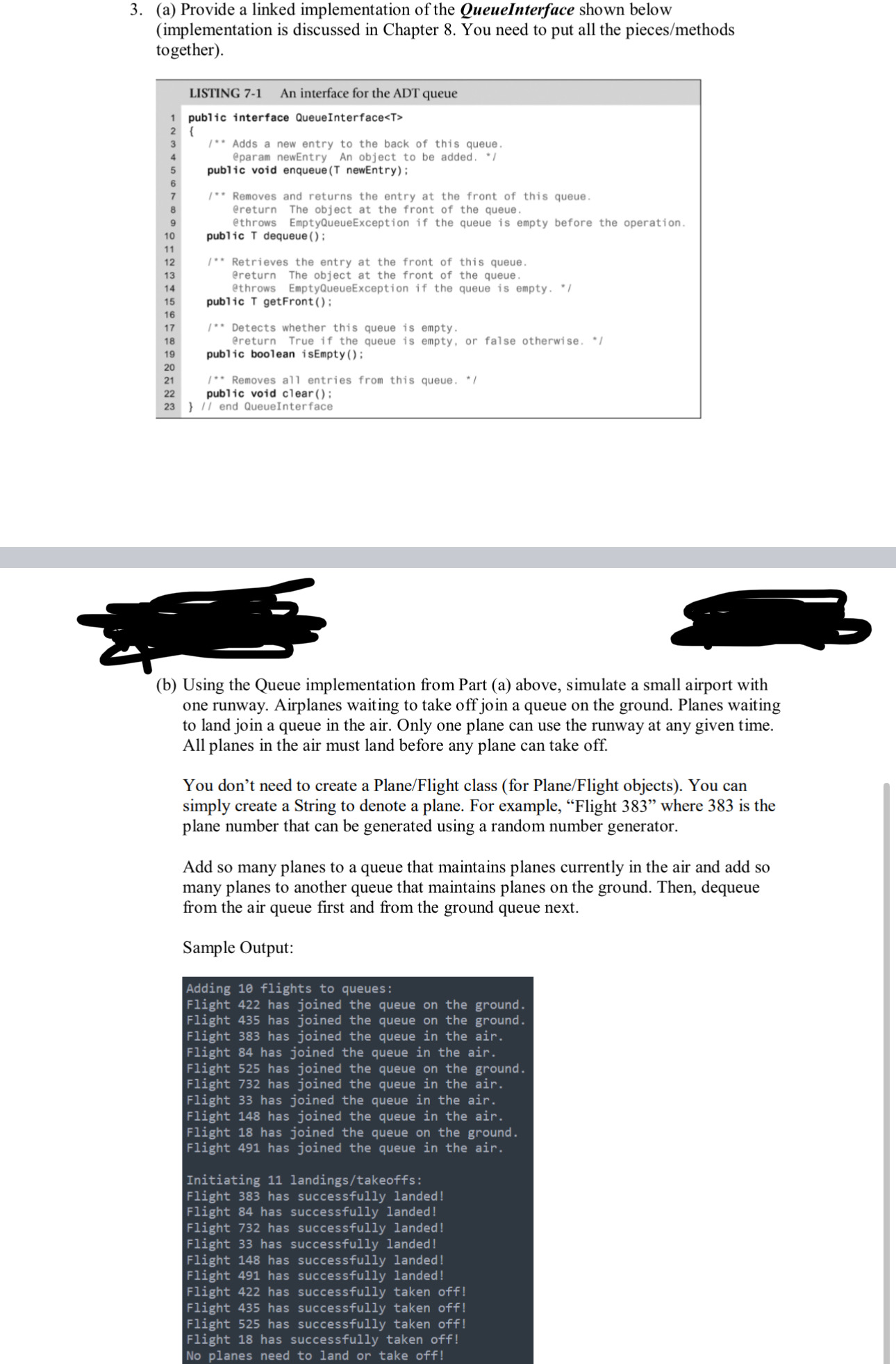 Solved (a) ﻿Provide a linked implementation of the | Chegg.com
