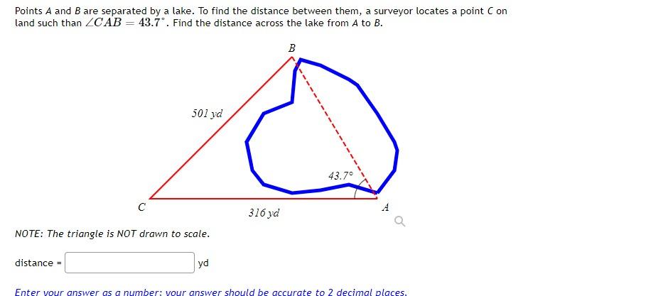 Solved Points A and B are separated by a lake. To find the | Chegg.com