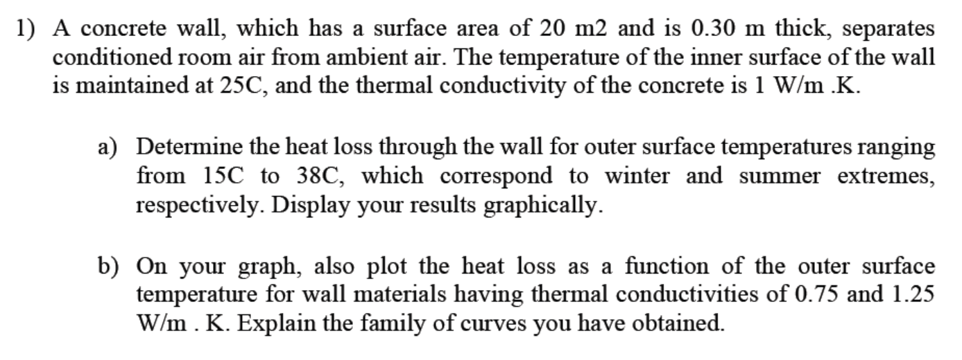 Solved 1) A concrete wall, which has a surface area of 20 m2 | Chegg.com