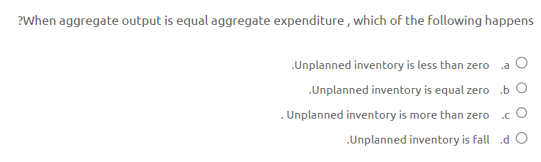 Solved ?When aggregate output is equal aggregate | Chegg.com