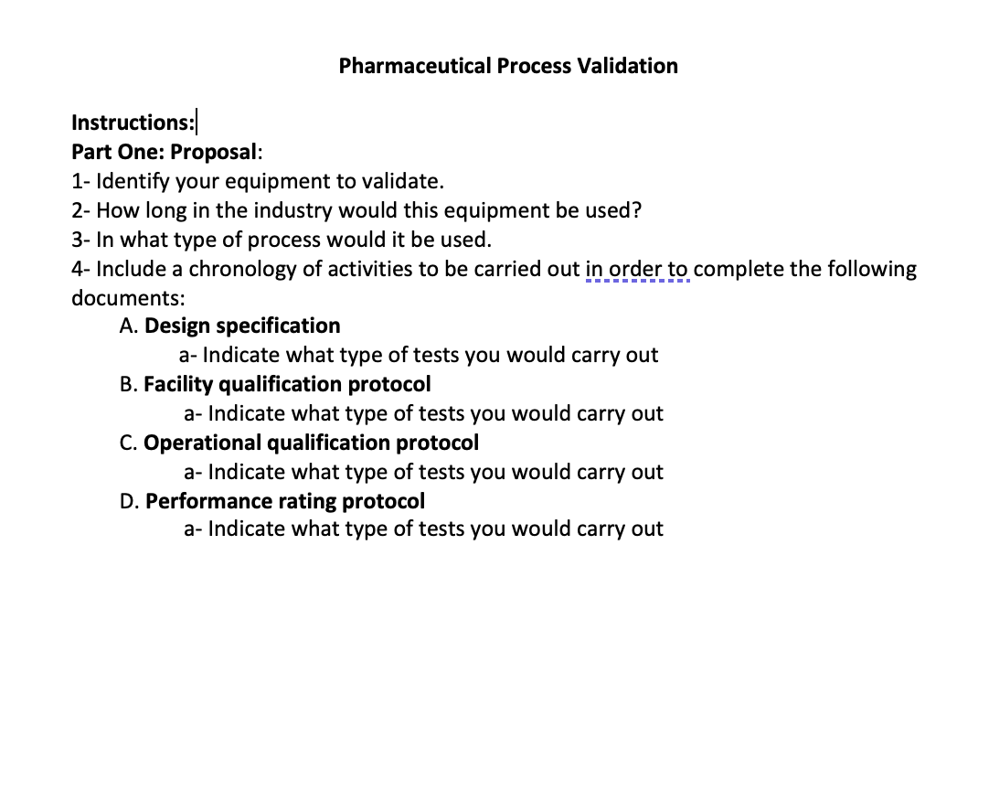 Solved Pharmaceutical Process Validation Instructions: Part | Chegg.com
