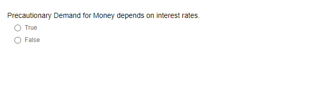 Solved Precautionary Demand for Money depends on interest | Chegg.com