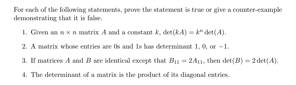 Solved For each of the following statements, prove the | Chegg.com