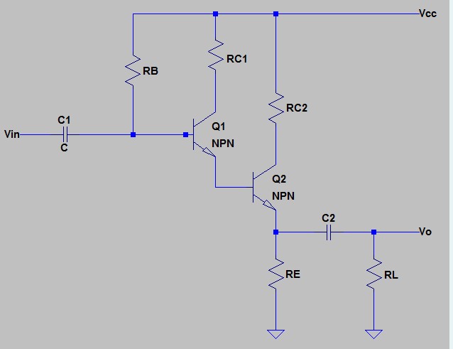 Solved Since Vcc = 12 V, Vin = 171 mV, RB = 780 kΩ, RC1 = 12 | Chegg.com
