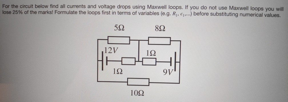 Solved For the circuit below find all currents and voltage | Chegg.com