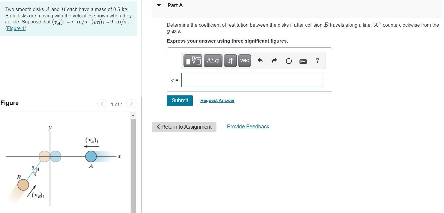 Solved Part A Two smooth disks A and B each have a mass of | Chegg.com