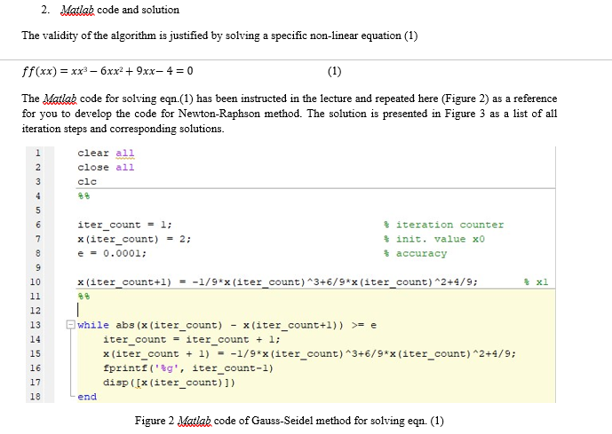 Iterative Solution of Non-linear Equations by Matlab | Chegg.com