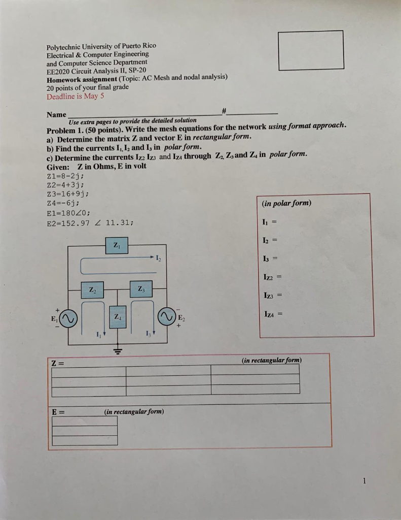 Solved Problem 2. (50 points). Determine the nodal voltages | Chegg.com