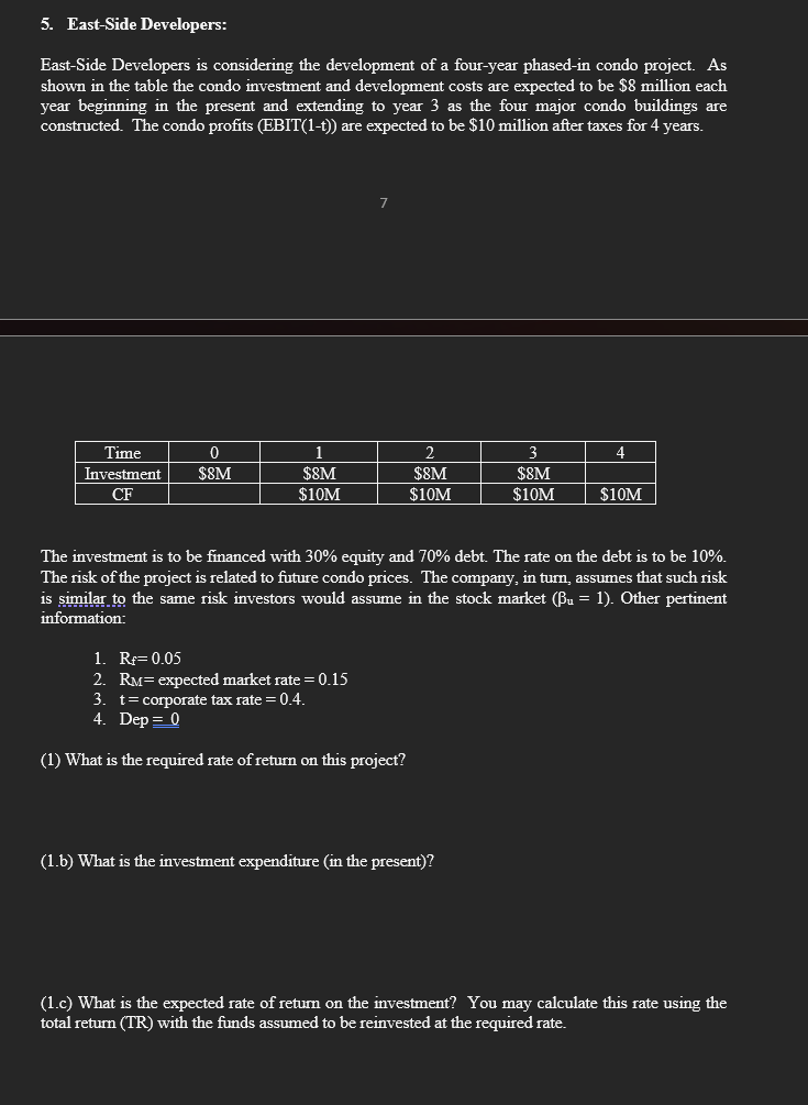 East-Side Developers is considering the development | Chegg.com