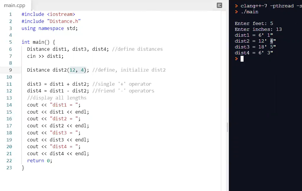 Solved The class Distance is defined below: class Distance | Chegg.com