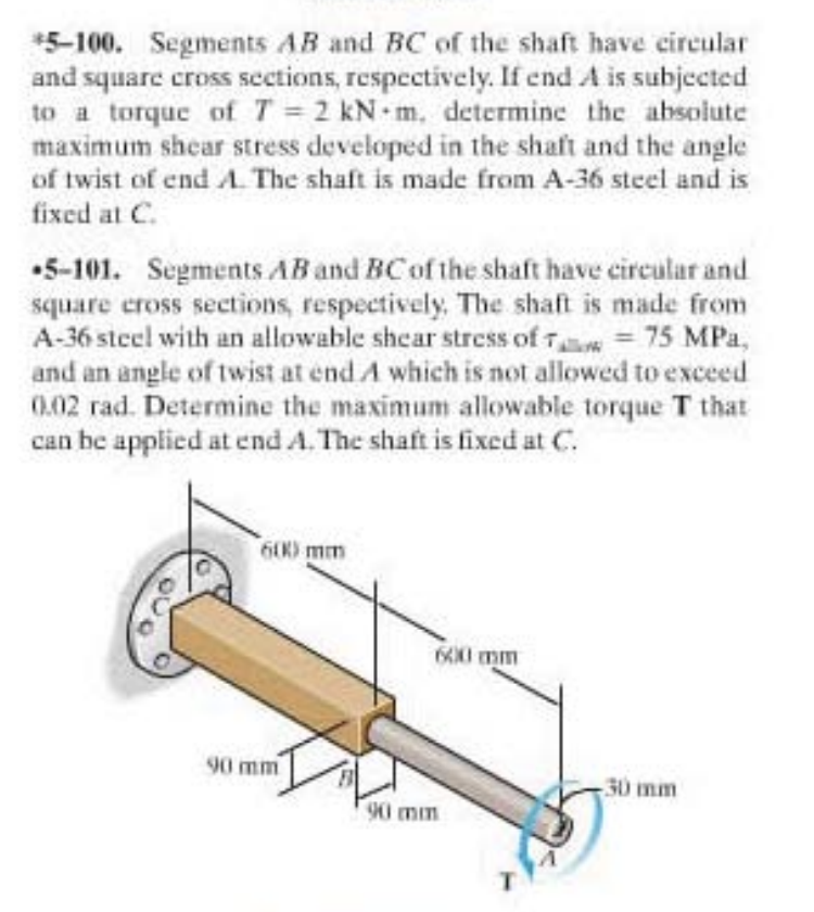 Solved *5-100. Segments AB and BC of the shaft have | Chegg.com