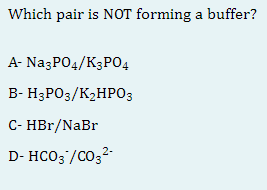Solved Which pair is NOT forming a buffer? A- Na3PO4/K3PO4 | Chegg.com