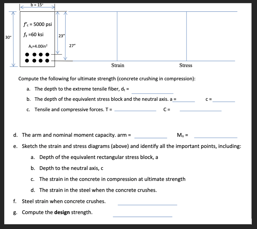 Solved Compute the following for ultimate strength (concrete | Chegg.com
