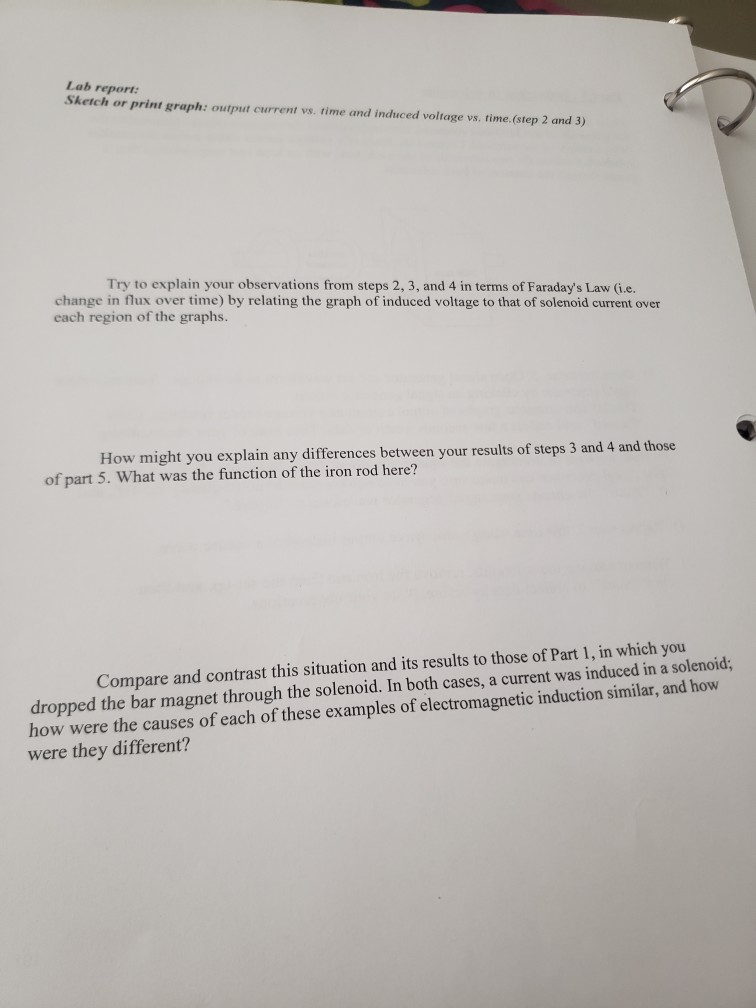 Lab report: Sketch or print graph: output current vs. | Chegg.com