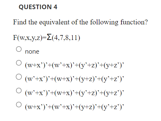 Solved Find the equivalent of the following function? | Chegg.com