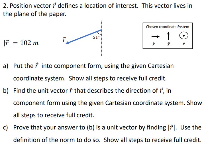 Solved 2. Position vector ř defines a location of interest. | Chegg.com