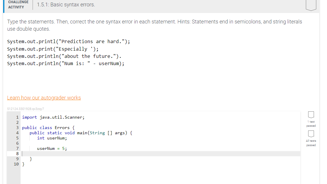 Solved Type the statements. Then, correct the one syntax | Chegg.com Solved Type the statements. Then, correct the one syntax | Chegg.com