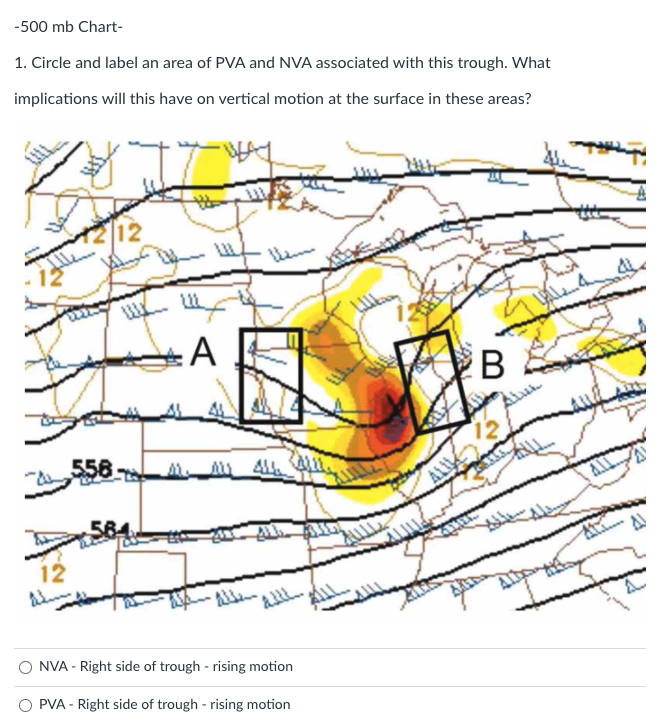 Solved −500mb Chart- 1. Circle and label an area of PVA and | Chegg.com