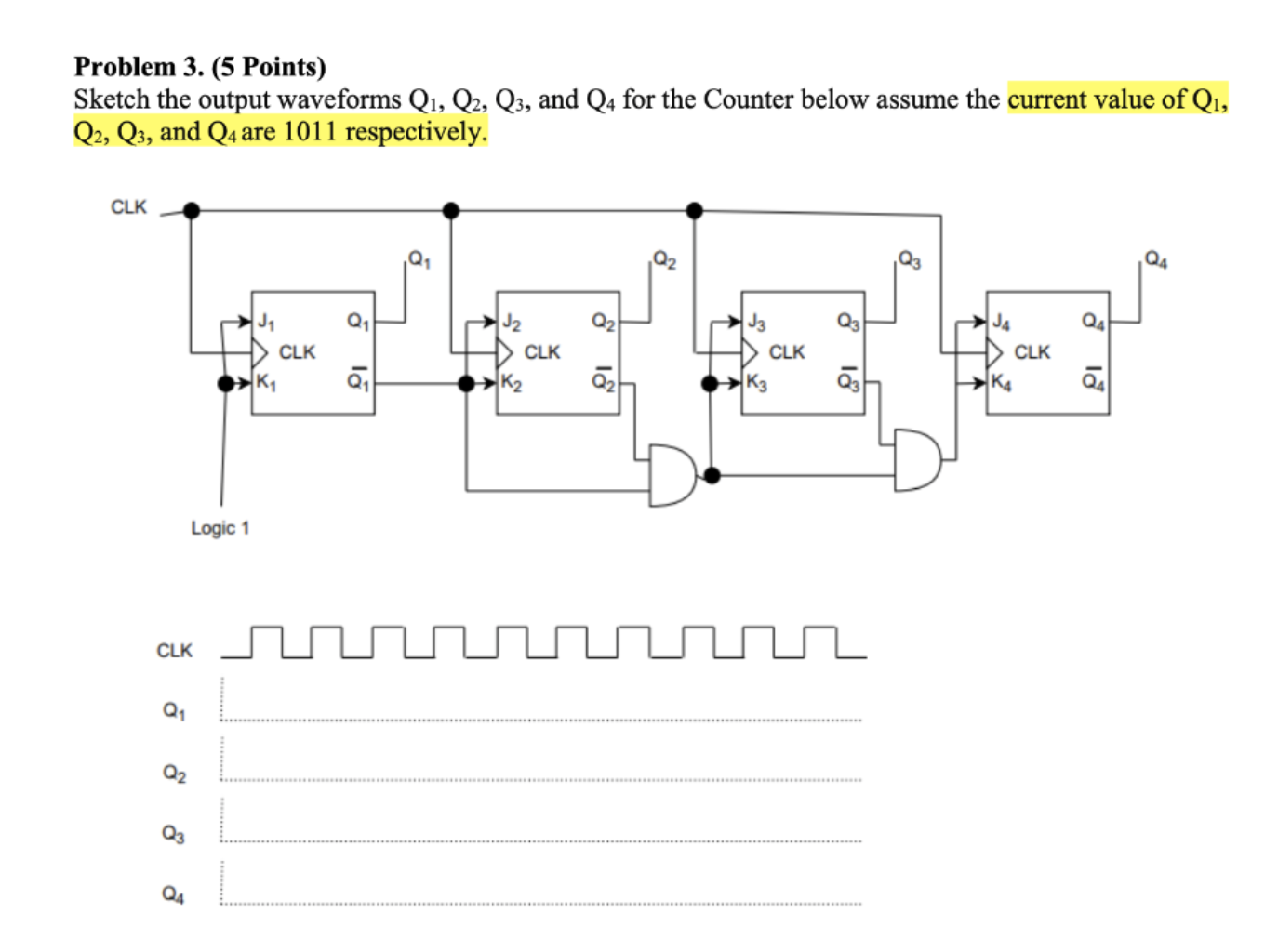 Solved Problem 3. (5 Points) Sketch the output waveforms | Chegg.com
