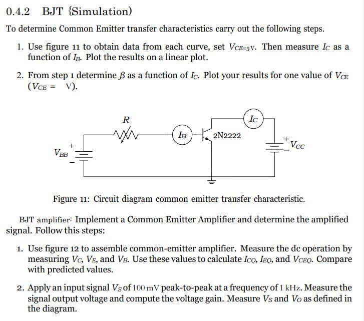 Solved 0.4.2 BJT \{Simulation) To determine Common Emitter | Chegg.com