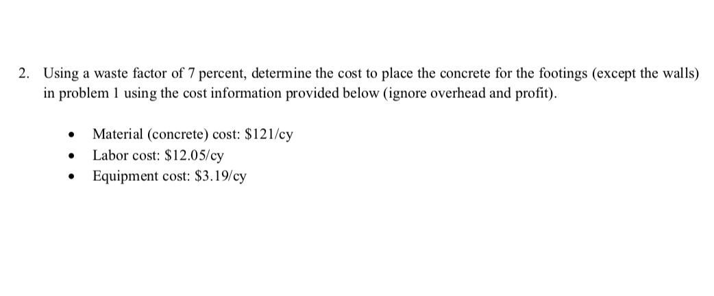 Solved 2. Using a waste factor of 7 percent, determine the | Chegg.com
