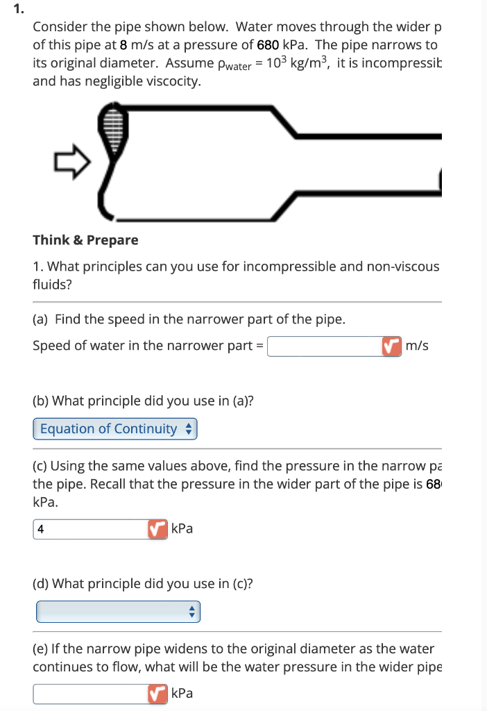 Solved 1. Consider the pipe shown below. Water moves through | Chegg.com