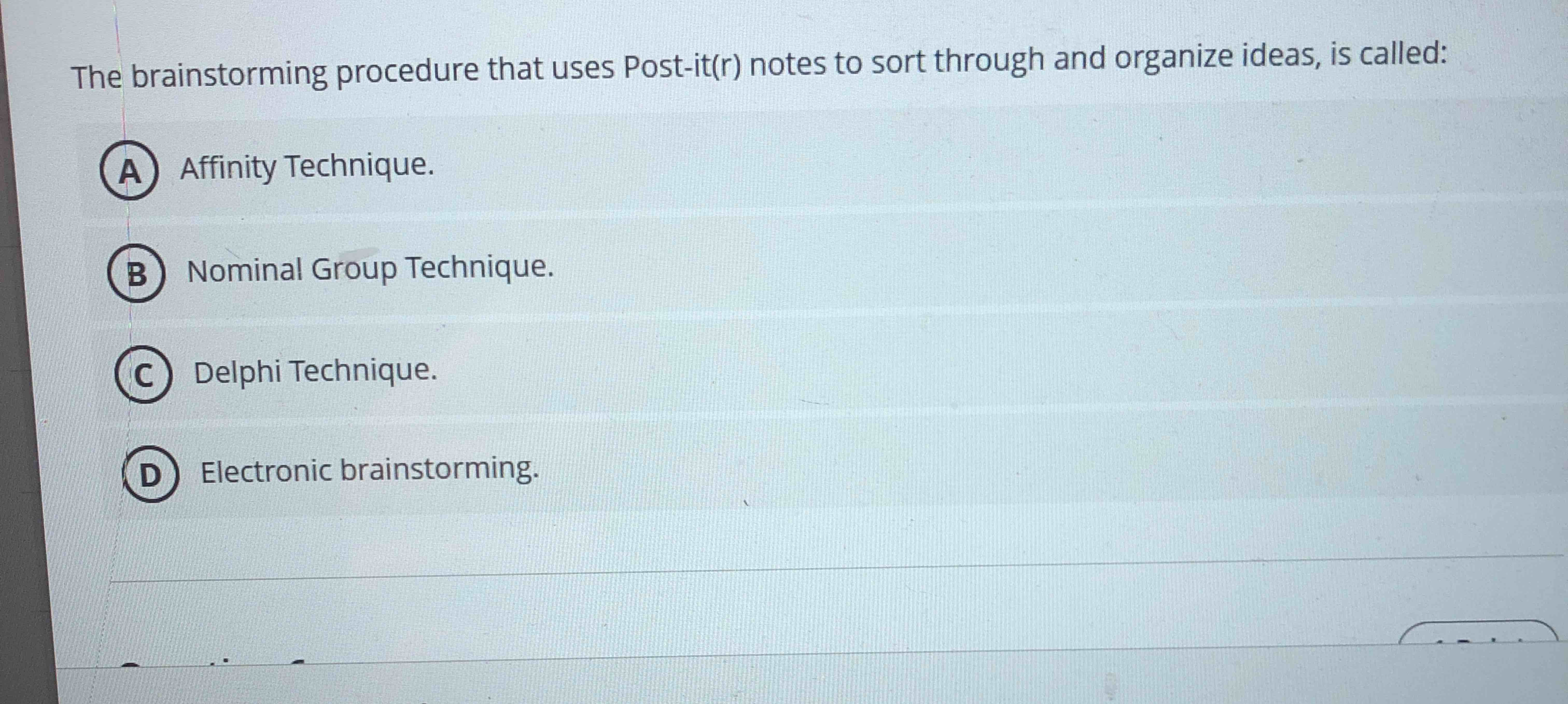 Solved The brainstorming procedure that uses Post-it(r) | Chegg.com