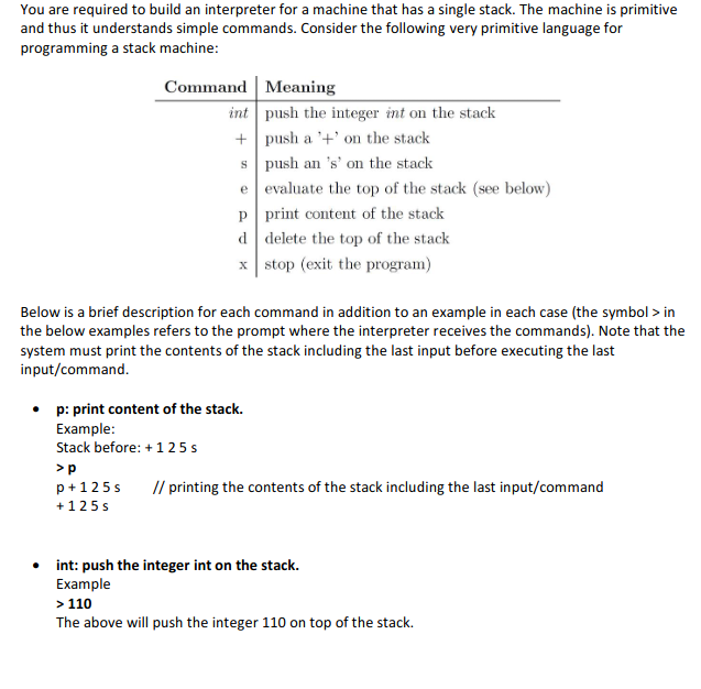 Solved You are required to build an interpreter for a | Chegg.com