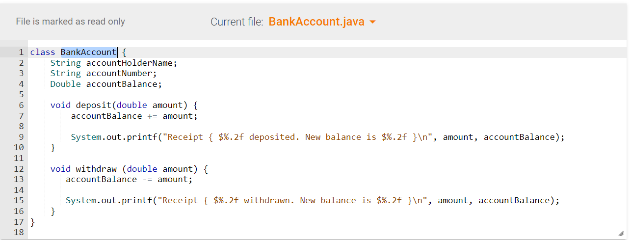 Solved 13.22 Basic Bank Account Java (programming | Chegg.com
