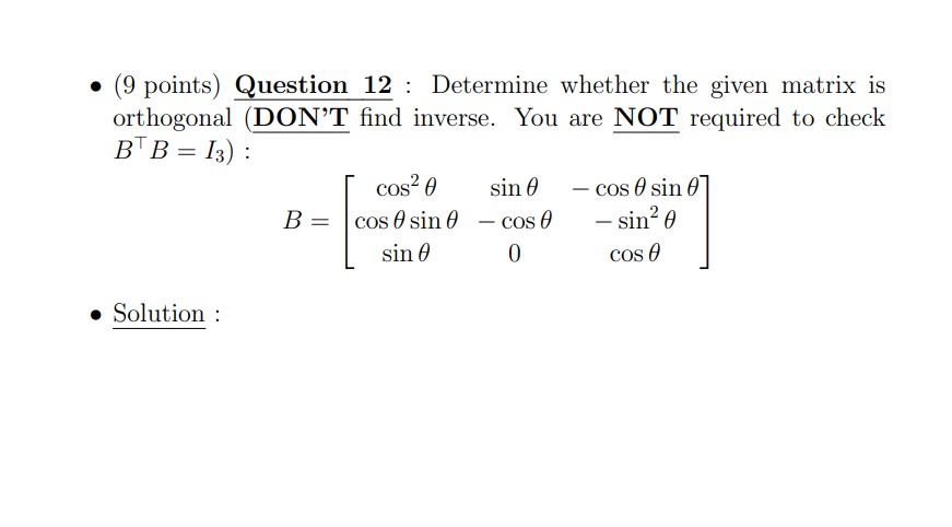 Solved - (9 points) Question 12 : Determine whether the | Chegg.com