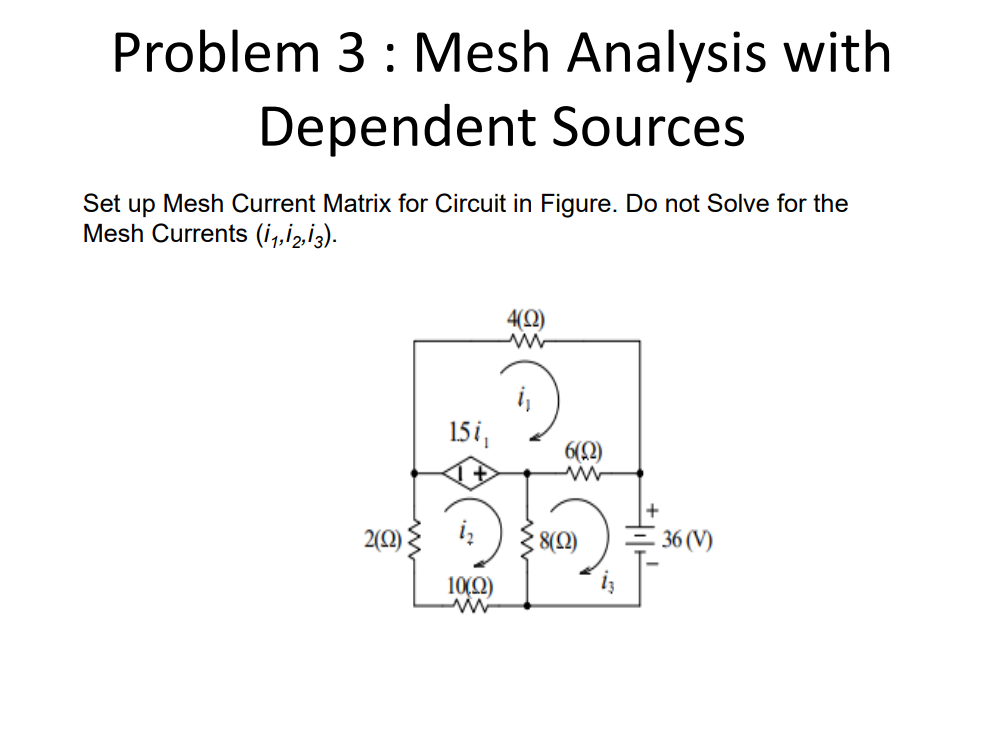 Solved Problem 3 : Mesh Analysis with Dependent Sources Set | Chegg.com Solved Problem 3 : Mesh Analysis with Dependent Sources Set | Chegg.com