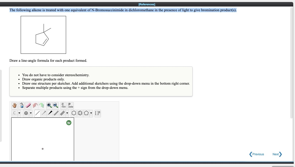 Solved [References) The following alkene is treated with one | Chegg.com