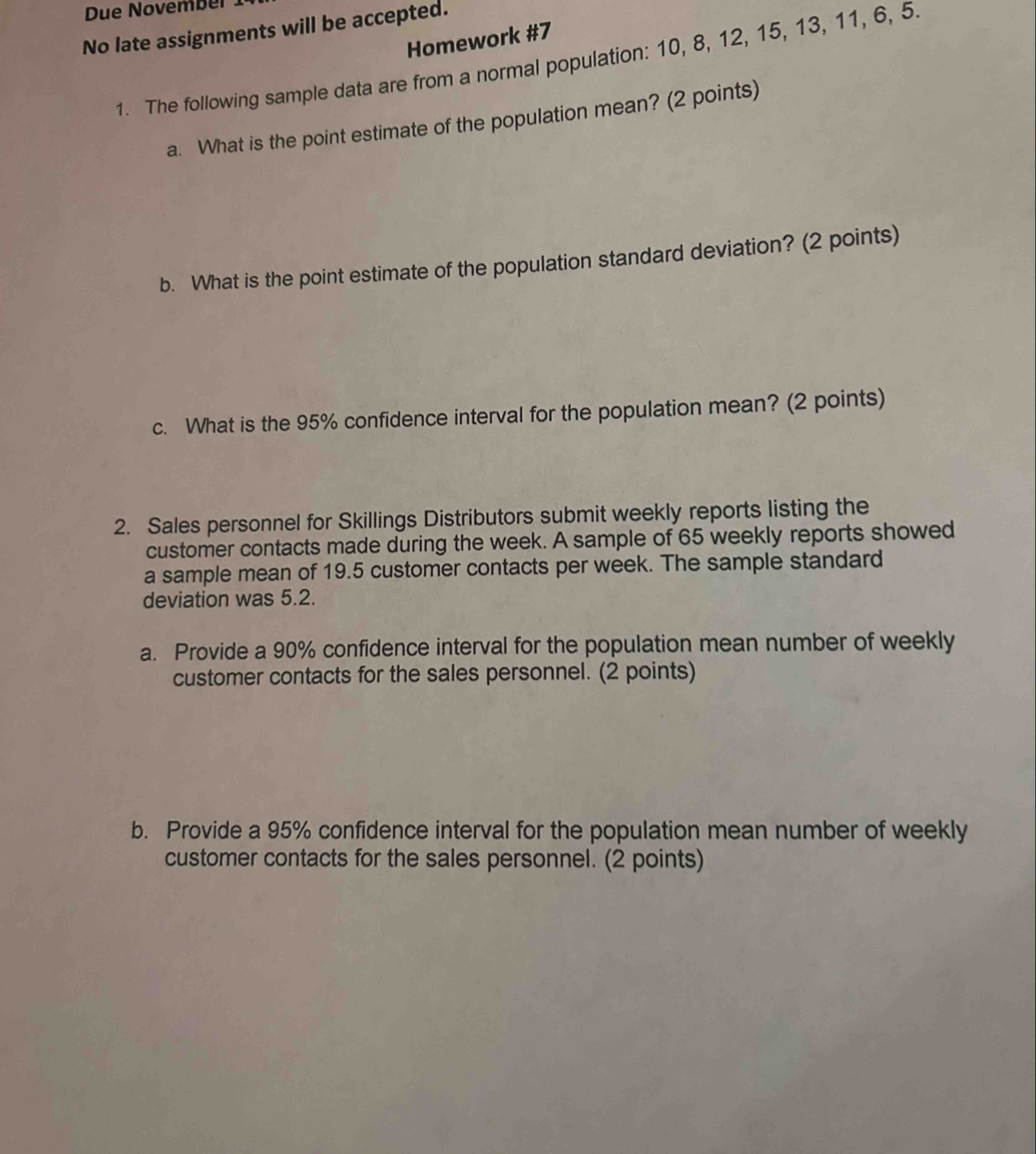Solved Need help with a business statistics homework | Chegg.com