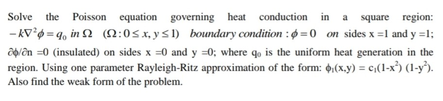 Solved Solve the Poisson equation governing heat conduction | Chegg.com