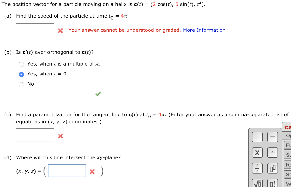 Solved The position vector for a particle moving on a helix | Chegg.com
