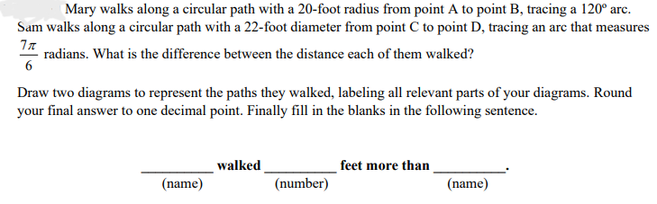 Solved Mary walks along a circular path with a 20 -foot | Chegg.com