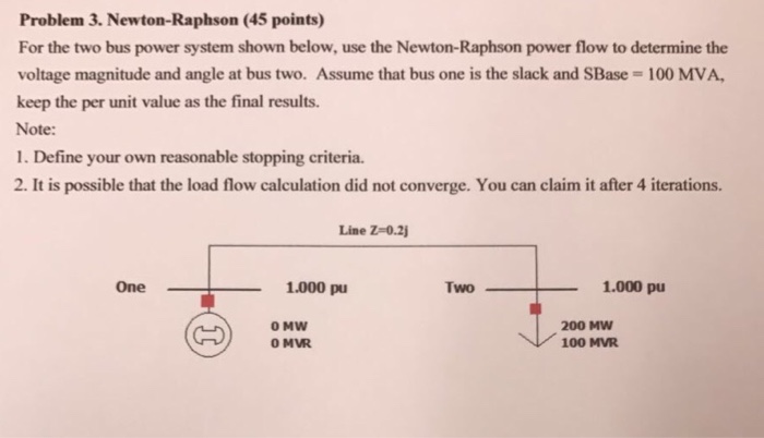 Solved For the two bus power system shown below, use the | Chegg.com