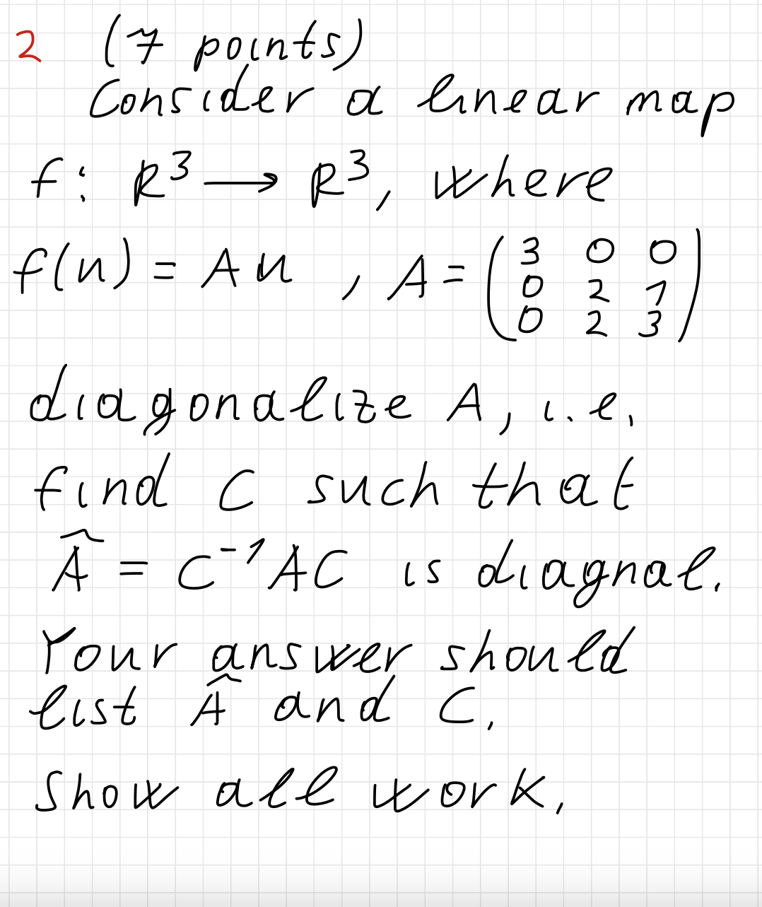 Solved 2 (7 points) Consider a linear map f:R3→R3, where | Chegg.com