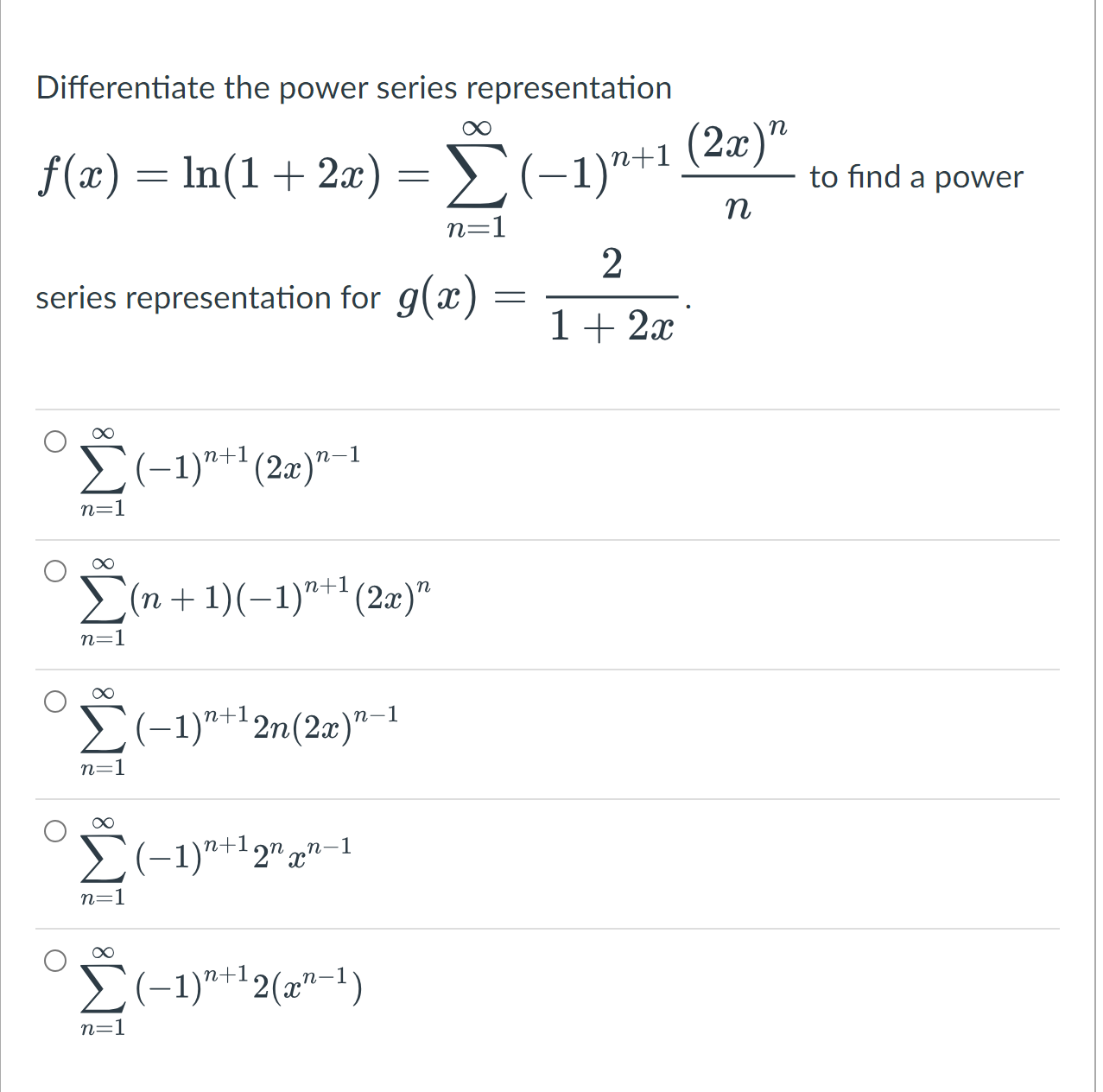 Solved Differentiate the power series representation \\[ | Chegg.com