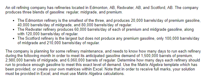 Solved I was wondering how to do this matrix setup for the | Chegg.com