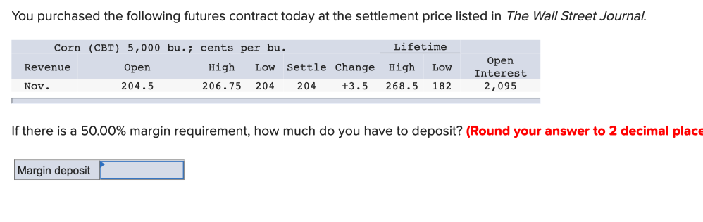 Solved You purchased the following futures contract today at | Chegg.com