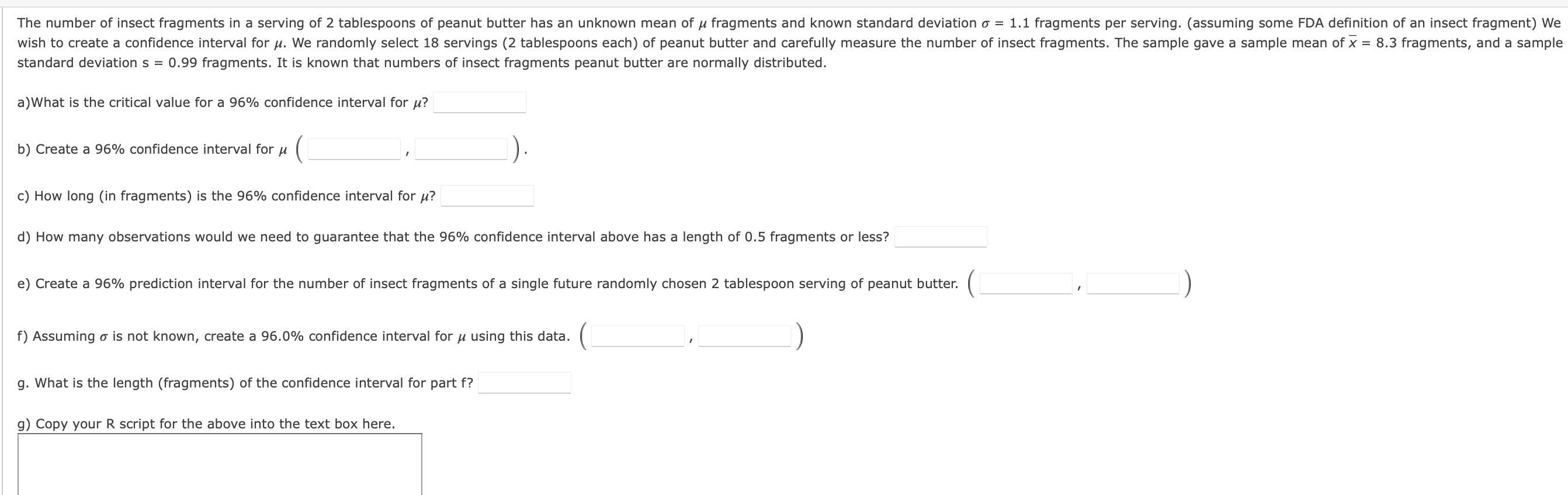 Solved The number of insect fragments in a serving of 2 | Chegg.com