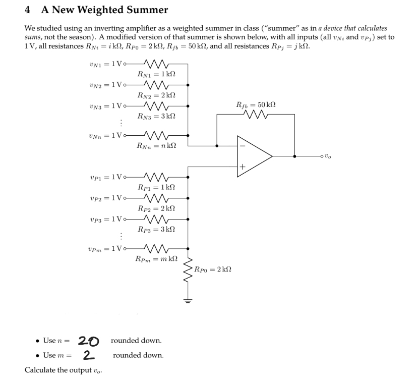 Solved 4 ﻿A New Weighted SummerWe studied using an inverting | Chegg.com