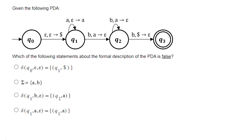 Solved Given the following PDA: Which of the following | Chegg.com Solved Given the following PDA: Which of the following | Chegg.com